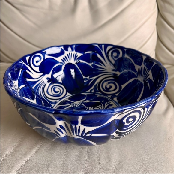 Art | Handcrafted Blue And White Ceramic Bowl | Poshmark